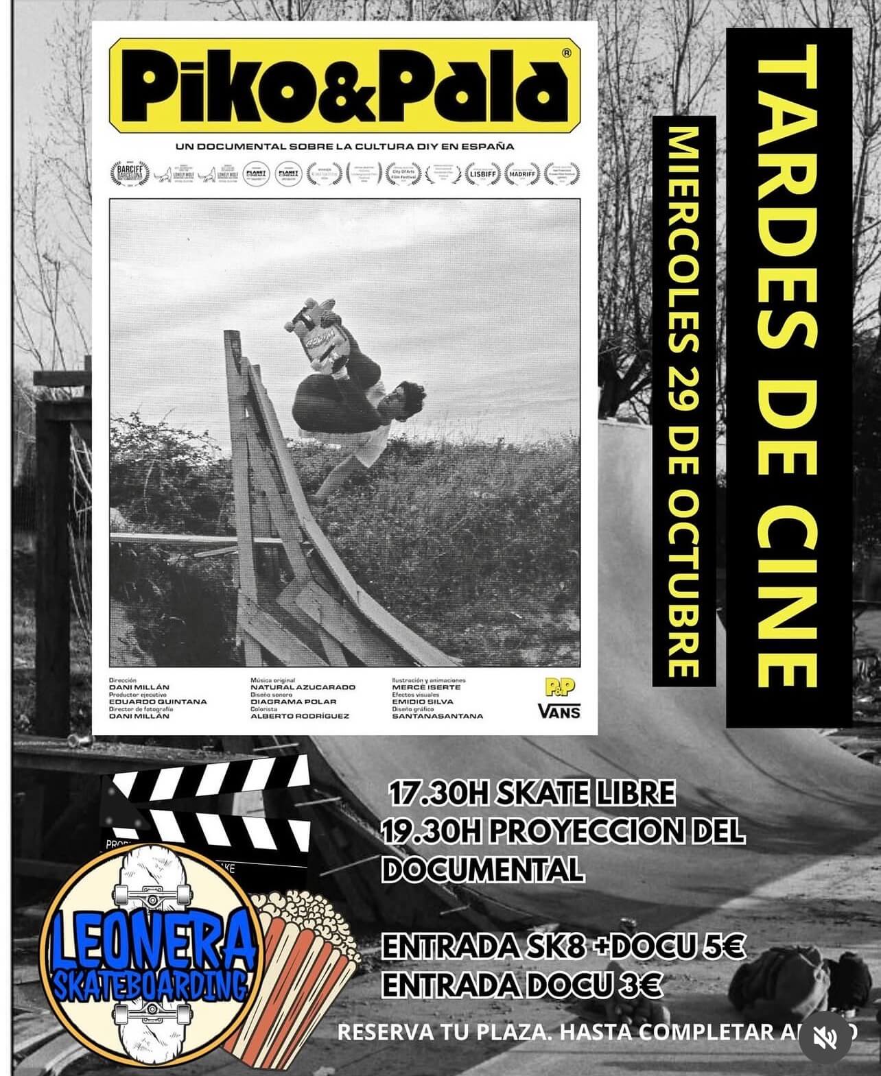 Proyección Piko&pala en Leonera Skatepark - Eventos skateboard